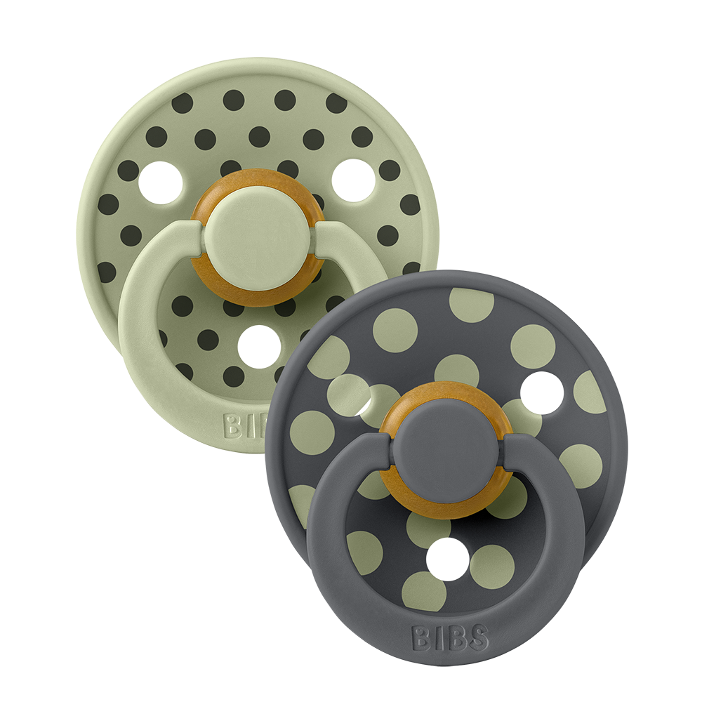 BIBS Studio Pacifiers 2 Pack Polka | Sage/Iron | Latex