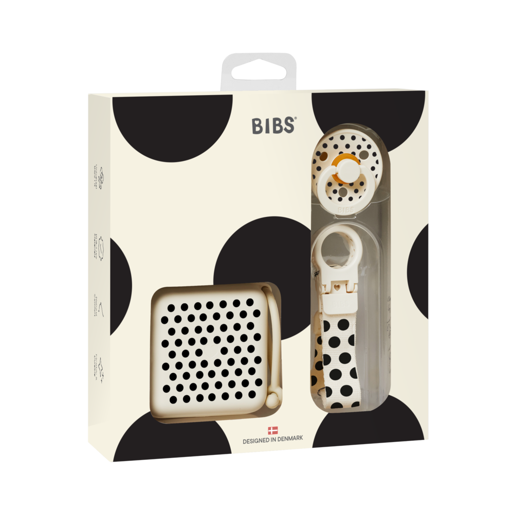 BIBS Soothe & Go Polka Gift Set | Ivory/Black | Pacifier Set