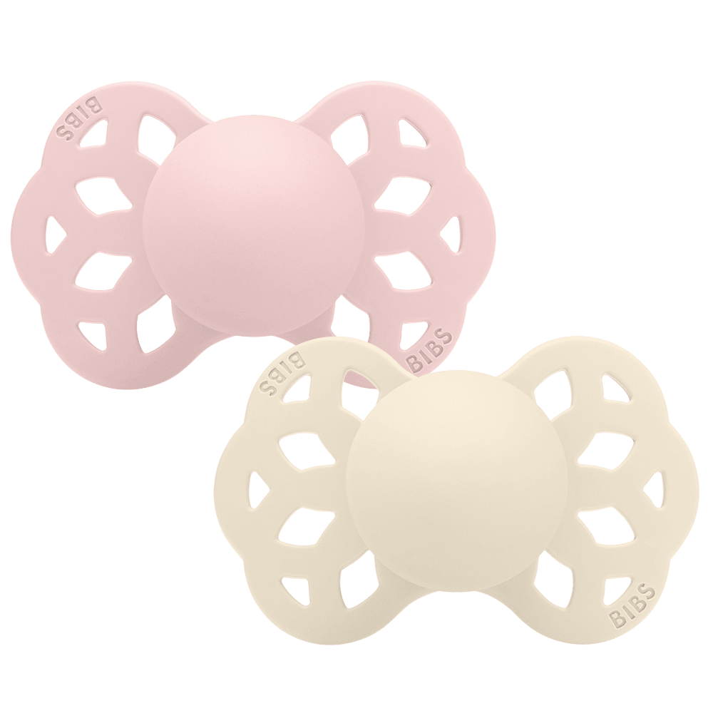 BIBS Infinity 2 Pack - Ivory/Blossom Pacifiers